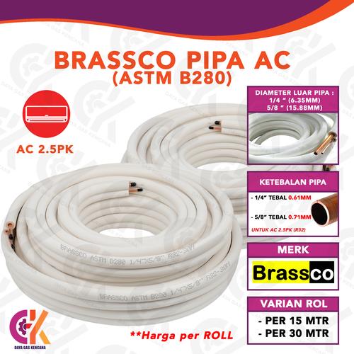 Jual Pipa AC Brassco 2.5PK R32 Ukuran 1/4 x 5/8 - Per Roll - 1 ROLL 15 ...