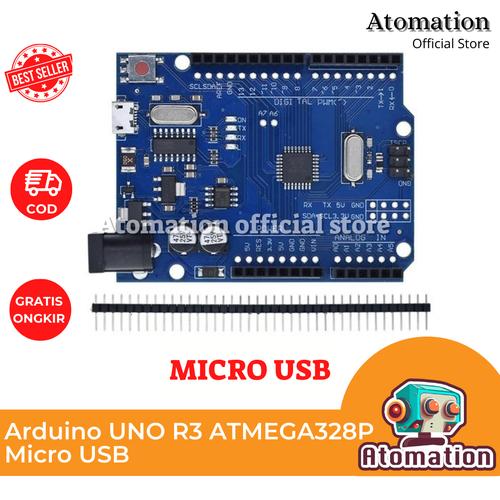 Jual Arduino UNO R3 ATMEGA328P SMD CH340 Micro USB Clone Compatible ...