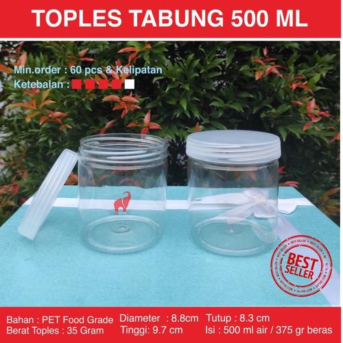Jual Toples Plastik 500 - 600 ml / Toples Tabung Silinder 600 ml / Toples Kue Kering dan Snack ...