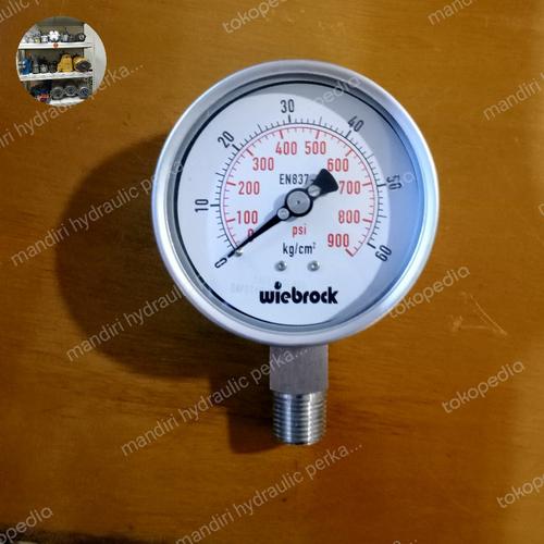 Jual Pressure Gauge Wiebrock 4" inch 60kg/900psi full Stenleiss 1/2 ...