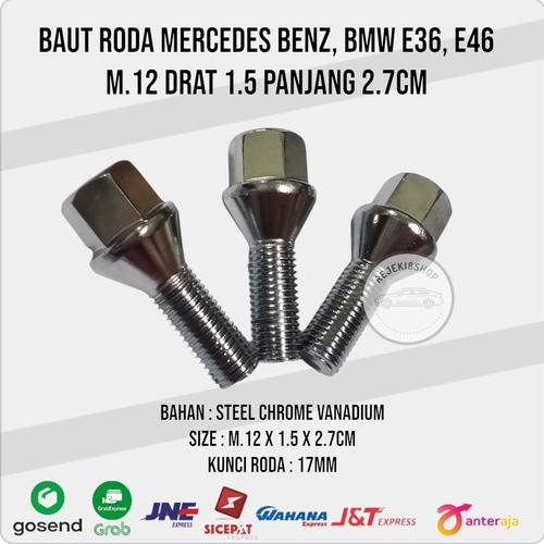 Jual Baut Roda Mercy, BMW, Mazda, VW panjang 27mm M.12 bolt nut - Kota ...