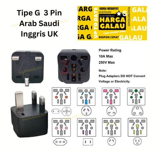 Jual Tipe G UK 3 pin Colokan Listrik Arab Saudi Arabia Malaysia ...