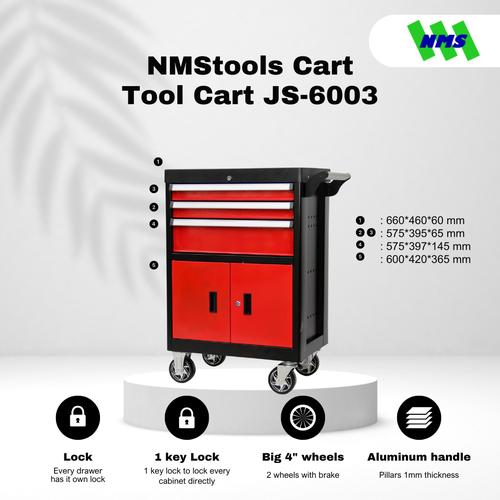 Promo Troli Bengkel 3-Drawer Tool Trolley with Cabinet NMStools CART JS ...