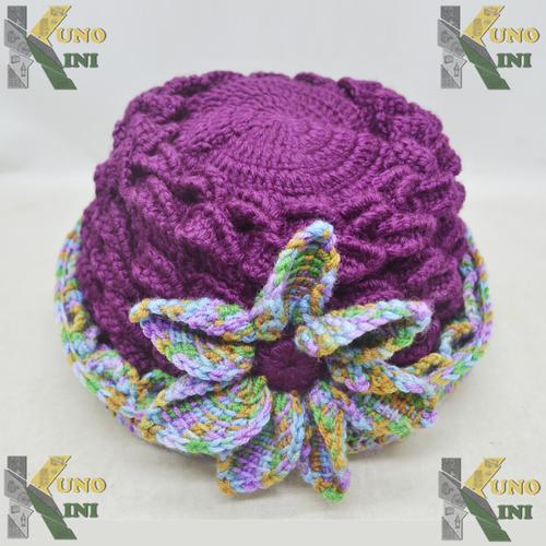 Jual HANDMADE TOPI CANTIK BUNGA RAJUTAN WARNA UNGU - HAT CROCHET ...