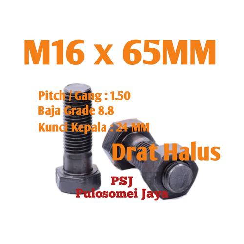 Jual Baut Mur Baja 8.8 Drat Halus M16 x 65 MM / Baja 8.8 Drat Halus ...