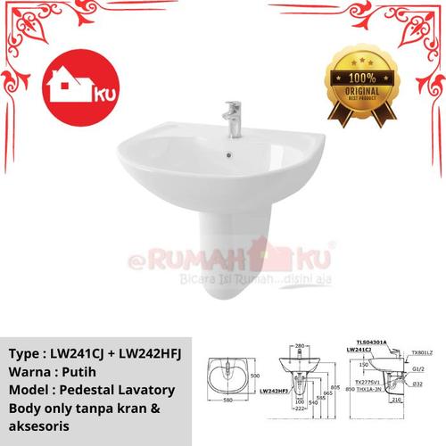Promo Wastafel TOTO LW241CJ Include LW242HFJ Half Pedestal Body Only ...