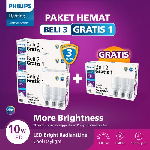 Jual Beli 3 Gratis 1 Philips LED Bright Multipack RadiantLine 10W Putih - Jakarta Utara ...