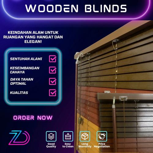 Jual Tirai Kerai kayu Wooden Blind / Kayu 27mm SHARP POINT - String ...