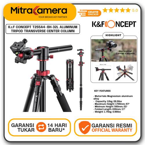 Promo K&F Concept T255A4+BH-32L Aluminum Tripod Transverse Center ...