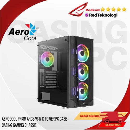 Promo AEROCOOL PRISM ARGB V3 MID TOWER PC CASE CASING GAMING CHASSIS ...
