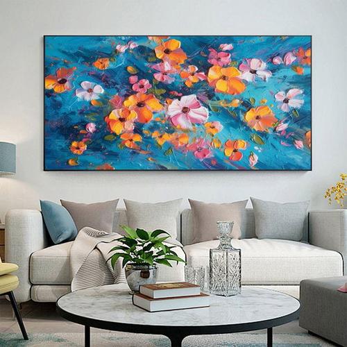 Jual lukisan modern art 2 kinds of flowers hiasan dinding kantor hotel ...