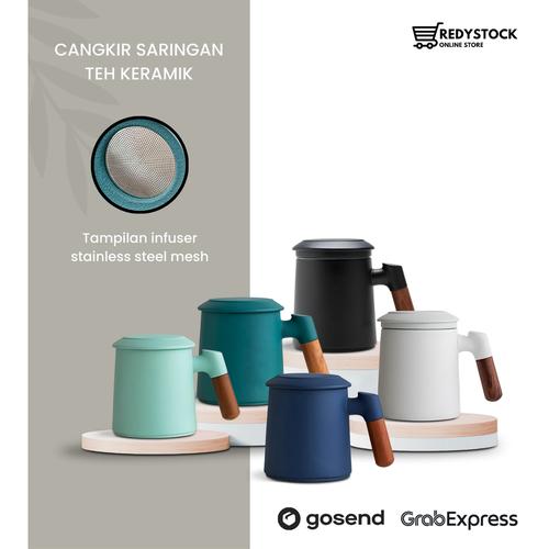 Jual Gelas Saringan Teh Cangkir keramik 400ml Zen Tea Infuser Mug ...