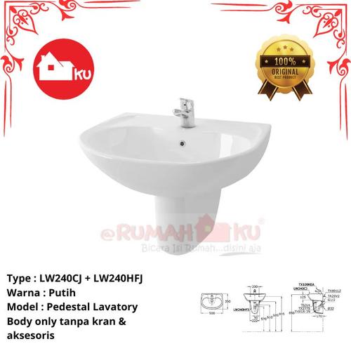Promo Wastafel TOTO LW240CJ Include LW240HFJ Half Pedestal Body Only ...