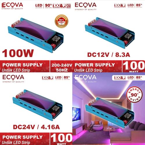 Jual ECOVA LED Power Supply Trafo Untuk LED Strip 100W 200-240V -12V 8 ...