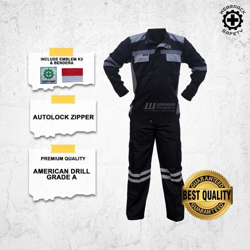 Jual Baju Proyek Setelan Merk Juragan Wearpack Model Semi Jaket Hitam ...