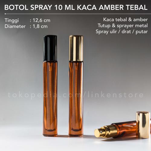 Jual Botol Spray 10ml Kaca TEBAL - AMBER / Coklat Tutup Metal - Refillable Travel Size Parfum ...