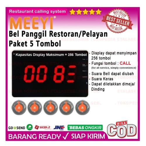Jual Bel Panggil Pelayan Restoran - Restaurant Calling System 1 Master Display 5 Call Button ...