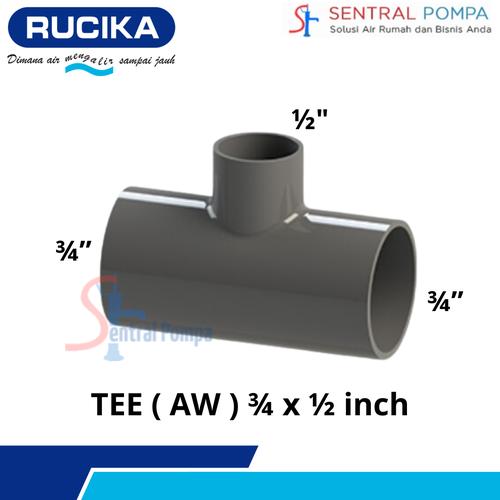 Jual Tee 3/4x1/2 inch PVC Rucika AW Sambungan / Fitting Pipa Te / T 3/4 ...