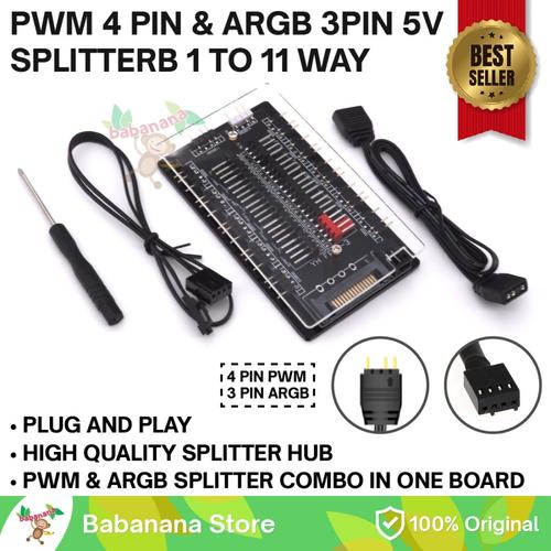 Jual 1 TO 10 PWM 4 PIN ARGB 3 PIN 5V COMBO SPLITTER FAN 4PIN HUB ...
