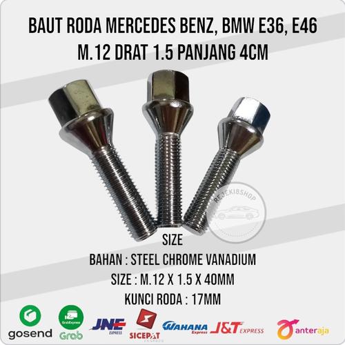 Jual Baut roda BMW, Mercy, VW, Mazda panjang 40mm M.12 bolt nut - Kota ...