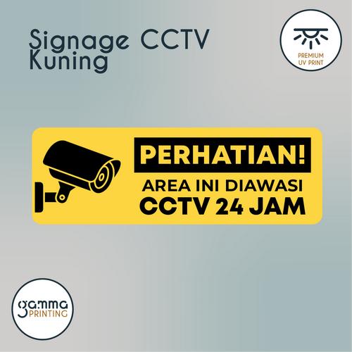 Jual Signage Kuning Akrilik CCTV 24 Jam UV Print / Tanda Acrylic Area ...