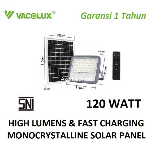 Jual VACOLUX LED SOROT 120W SOLAR CELL PANEL SURYA FLOODLIGHT Lampu ...