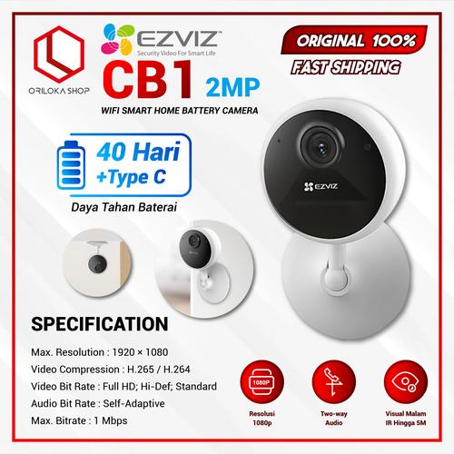 Promo Ezviz CB1 2MP Indoor Smart Home CCTV Baterry Wifi Camera 1080P ...