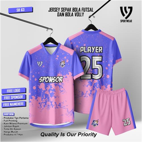 Jual BISA SATUAN JERSEY FUTSAL FULL PRINTING SB63 COSTUM LOGGO NAMA NOMOR DAN SPONSOR - BAJU ...