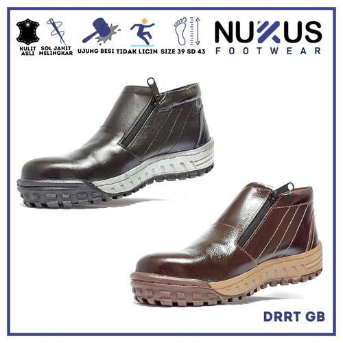 Jual Nukus Sepatu Safety Shoes Ujung Besi Resleting Boots Kulit Sapi ...