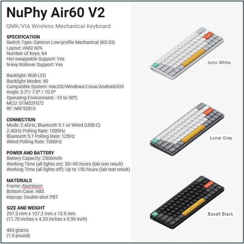 Promo Nuphy Air60 V2 Wireless Mechanical Keyboard - Ionic White ...