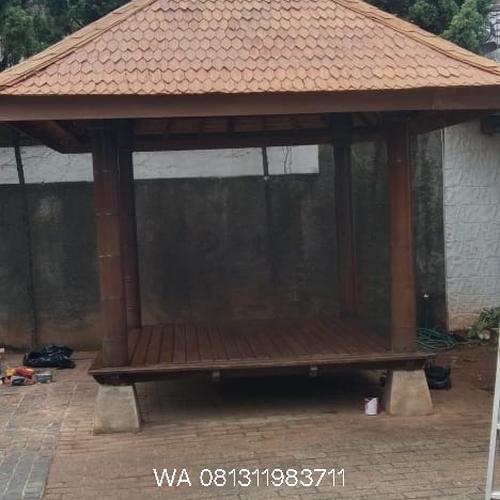 Jual #gazebo kayu kelapa#saung kayu kelapa harga permeter persegi ...