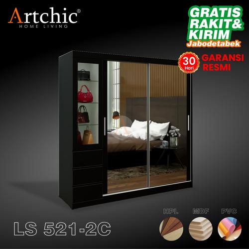 Promo LEMARI PAKAIAN 2 PINTU SLIDING 200 - LEMARI PAJANGAN HPL HITAM GLOSSY - LS521 - Kab. Bogor ...