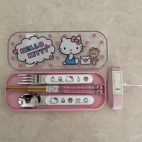 Jual Sanrio trio set kids antibacterial chopsticks spoon fork hello ...