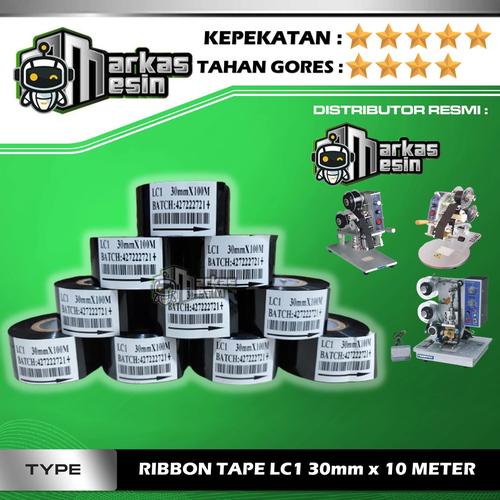 Jual Ribbon Tape 30 mm x 100 m LC1 Pita coding Tinta cetak expired date ...