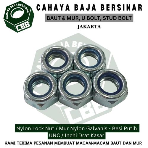Jual Nylon Lock Nut / Mur Nylon Galvanis - Besi Putih UNC 7/8" - 9G ...