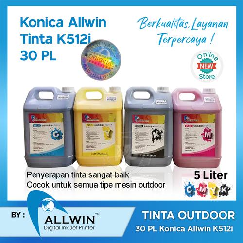 Jual TINTA ALLWIN / Tinta mesin Banner / Tinta print Outdoor / Konica 512i 30PL / 5 Liter - Kab ...