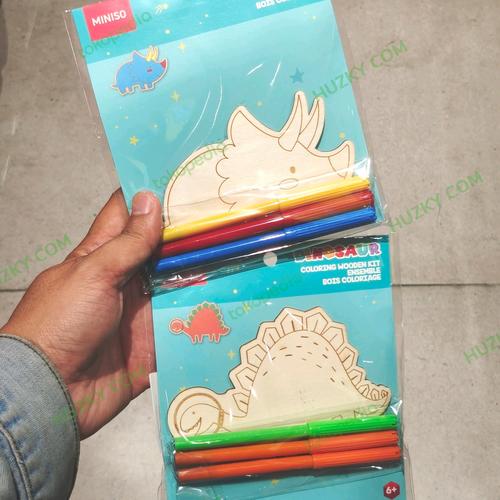 Jual MINISO Mewarnai/ Coloring Wooden DINOSAURUS kit (Stego Triceratops ...