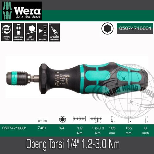 Jual Obeng Torsi 1/4" 1.2-3.0Nm Wera 05074716001 PRE-SET Torque ...