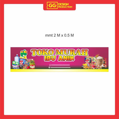 Jual banner mmt spanduk toko kelontong custom nama tulisan - 2 x 0.5 m ...