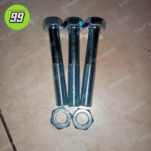 Jual m10x90mm baut mur galvanis / hex bolt nut m10x90 half drat ...