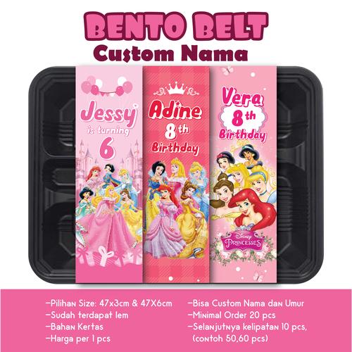 Jual BENTO BELT PRINCESS CUSTOM NAMA PAPER BELT KERTAS NASI BOX ULTAH ...