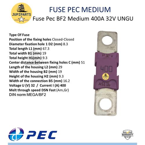 Jual Fuse Forklift PEC BF2 Medium 400A 32V DC Ungu For Forklift ...