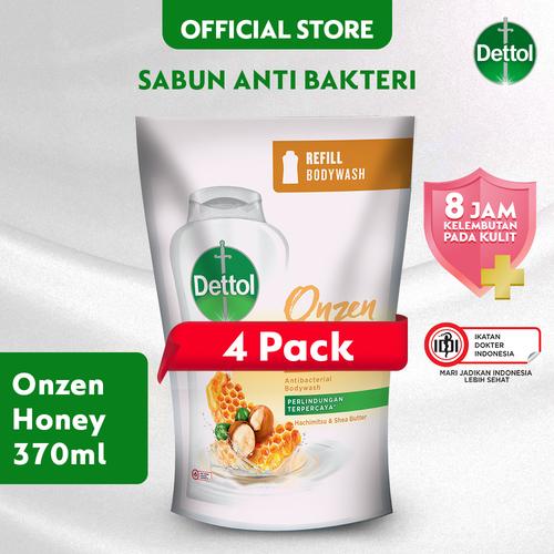 Promo Dettol Sabun Mandi Cair Anti Bakteri Onzen Honey & Sea Butter 370ml x4 - - Dettol, Vanish ...