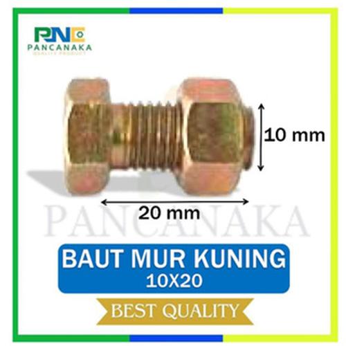 Jual BAUT BH 10X20 + MUR / BAUT MUR KUNING / BAUT KUNING / BAUT 10X20 ...