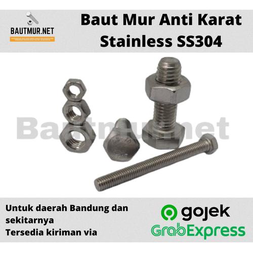 Jual Baut Hexagonal 10x40 mm SS 304 l Stainless Baut Mur anti karat ...