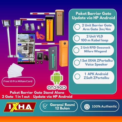 Jual Paket 2 Barrier Gate RFID 1 in 1 out stand alone update melalui HP ...