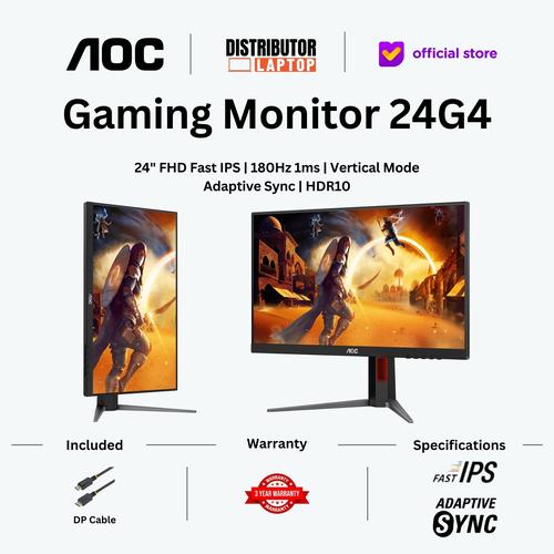 Promo AOC 24G4 Gaming Monitor 24" Fast IPS FHD 180Hz 1ms ADAPTIVESYNC ...