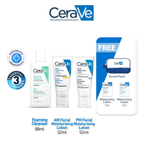 Promo CeraVe Complete Day & Night Routine (Foaming Cleanser + AM + PM ...