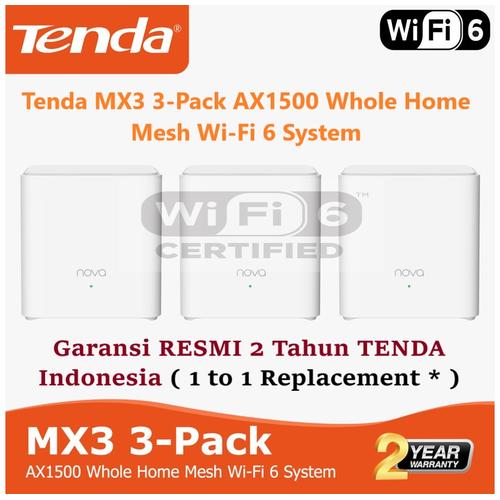 Jual Tenda MX3 3-Pack AX1500 Whole Home Mesh Wi-Fi 6 System - Jakarta ...