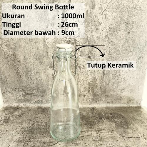 Jual 1000ml Botol Kaca Round Swing Bottle + Tutup Keramik - Tanpa ...